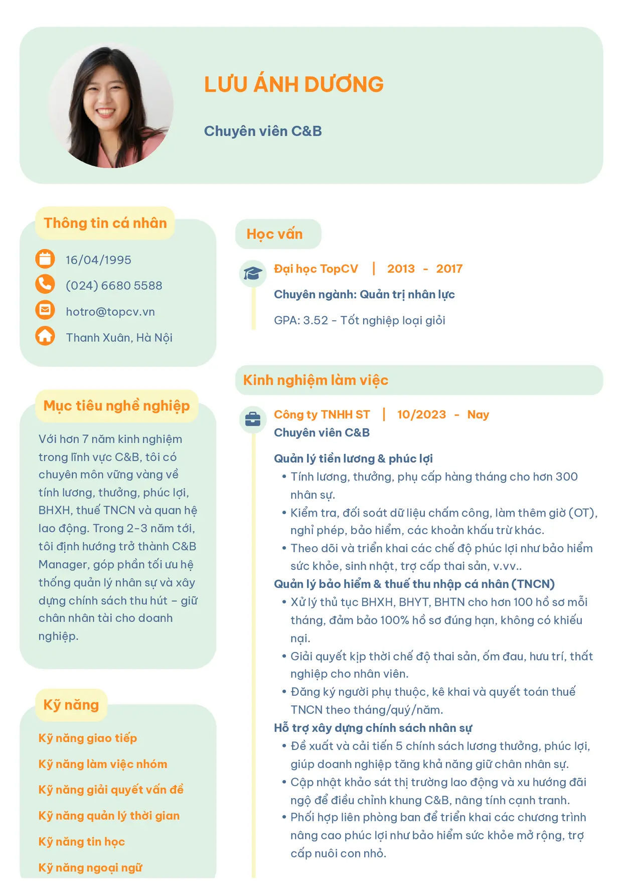 TOP 37 mẫu CV C&B 2026 - Tiếng Việt