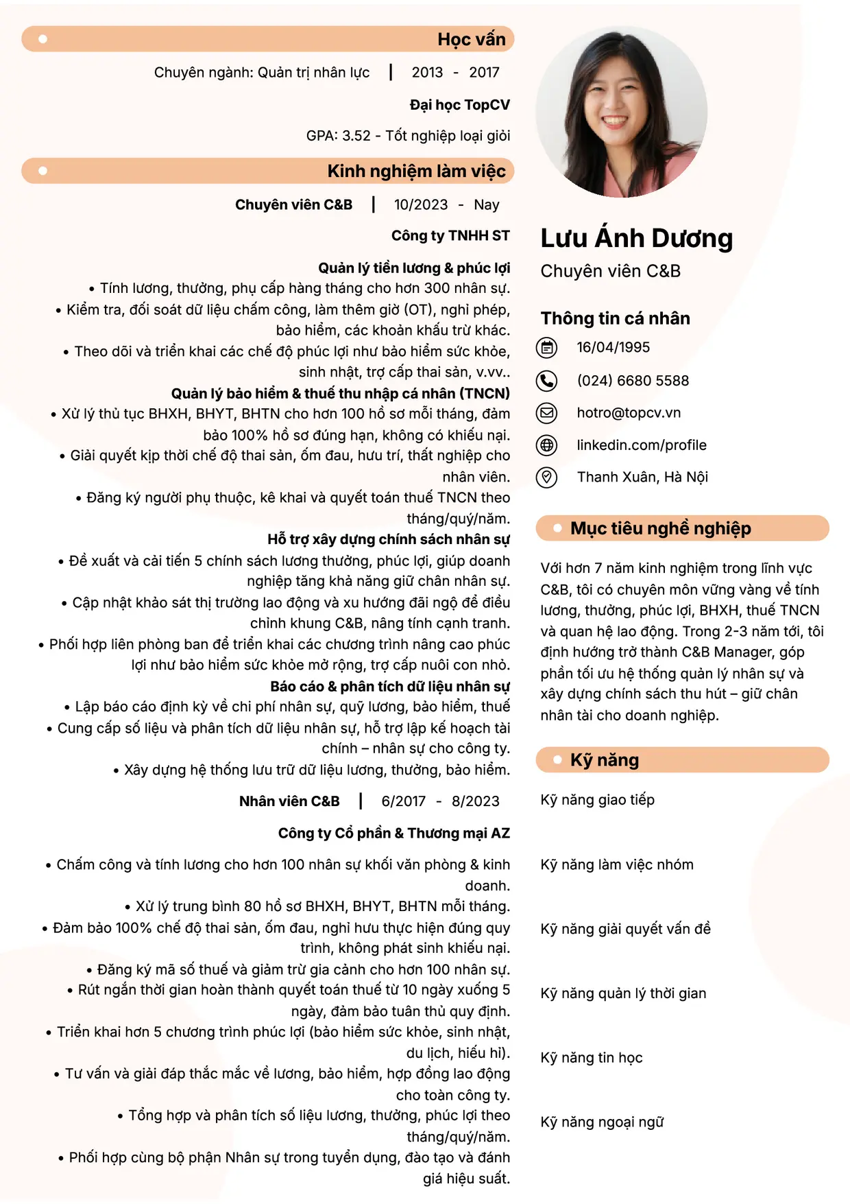 TOP 36 mẫu CV C&B 2026 - Tiếng Việt