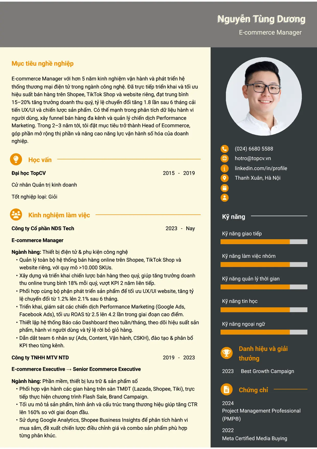 TOP 36 mẫu CV E-commerce Manager 2026 - Tiếng Việt