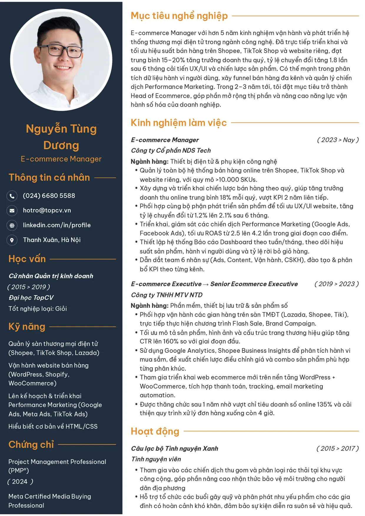 TOP 36 mẫu CV E-commerce Manager 2026 - Tiếng Việt