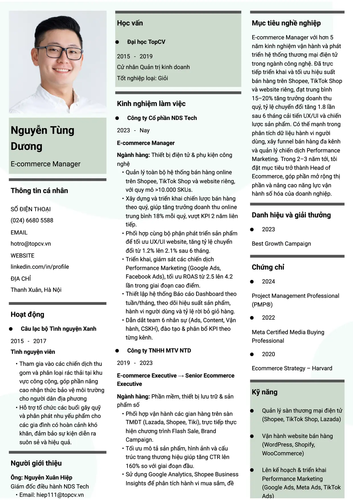 TOP 36 mẫu CV E-commerce Manager 2026 - Tiếng Việt
