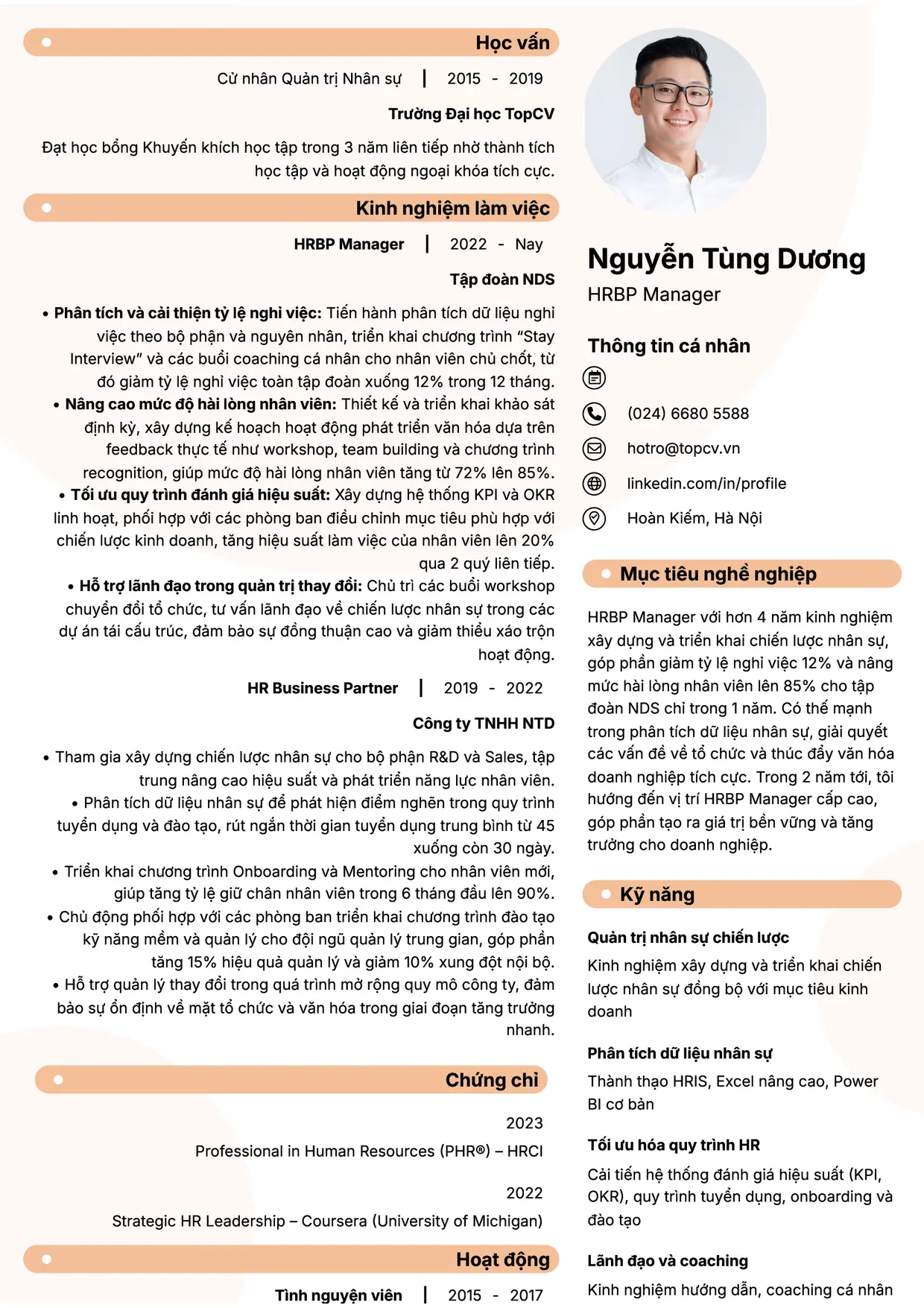 TOP 37 mẫu CV HRBP Manager 2026 - Tiếng Việt