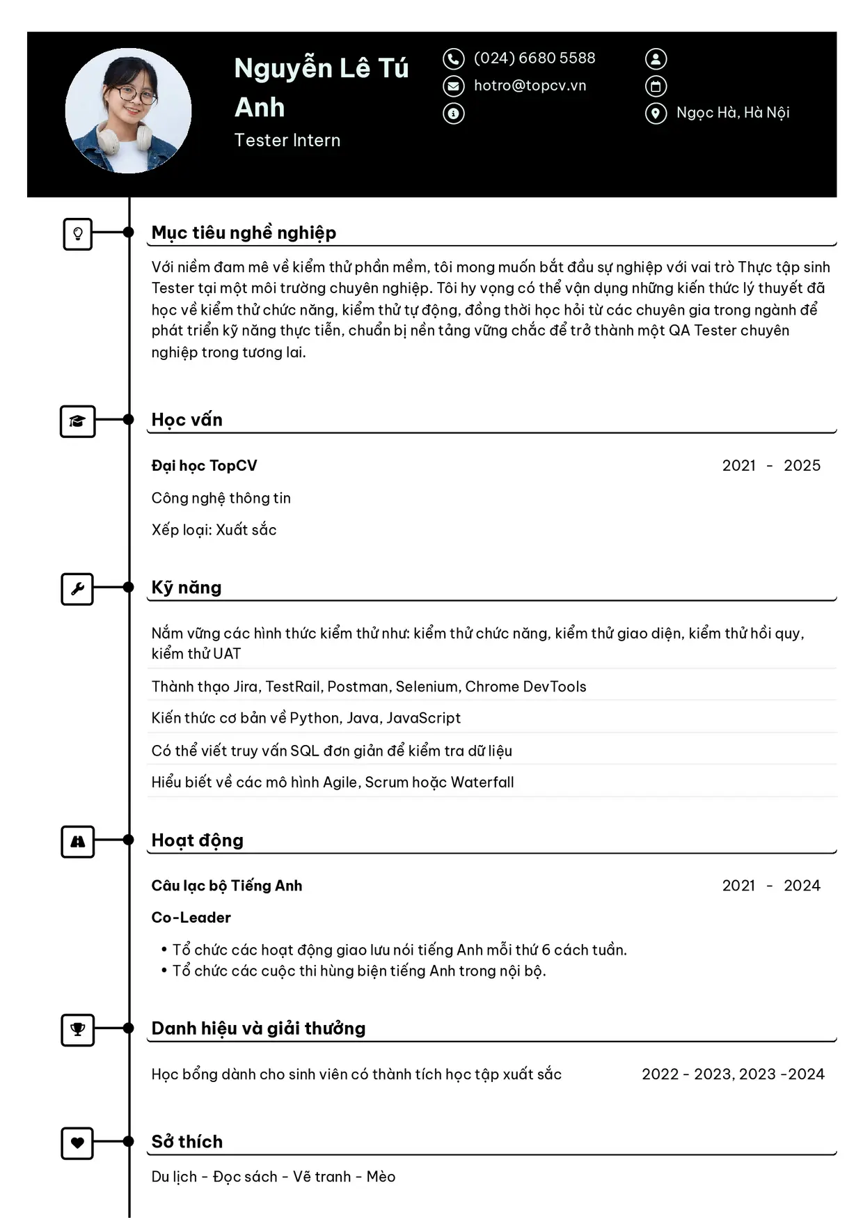 TOP 36 mẫu CV Tester Intern 2026 - Tiếng Việt