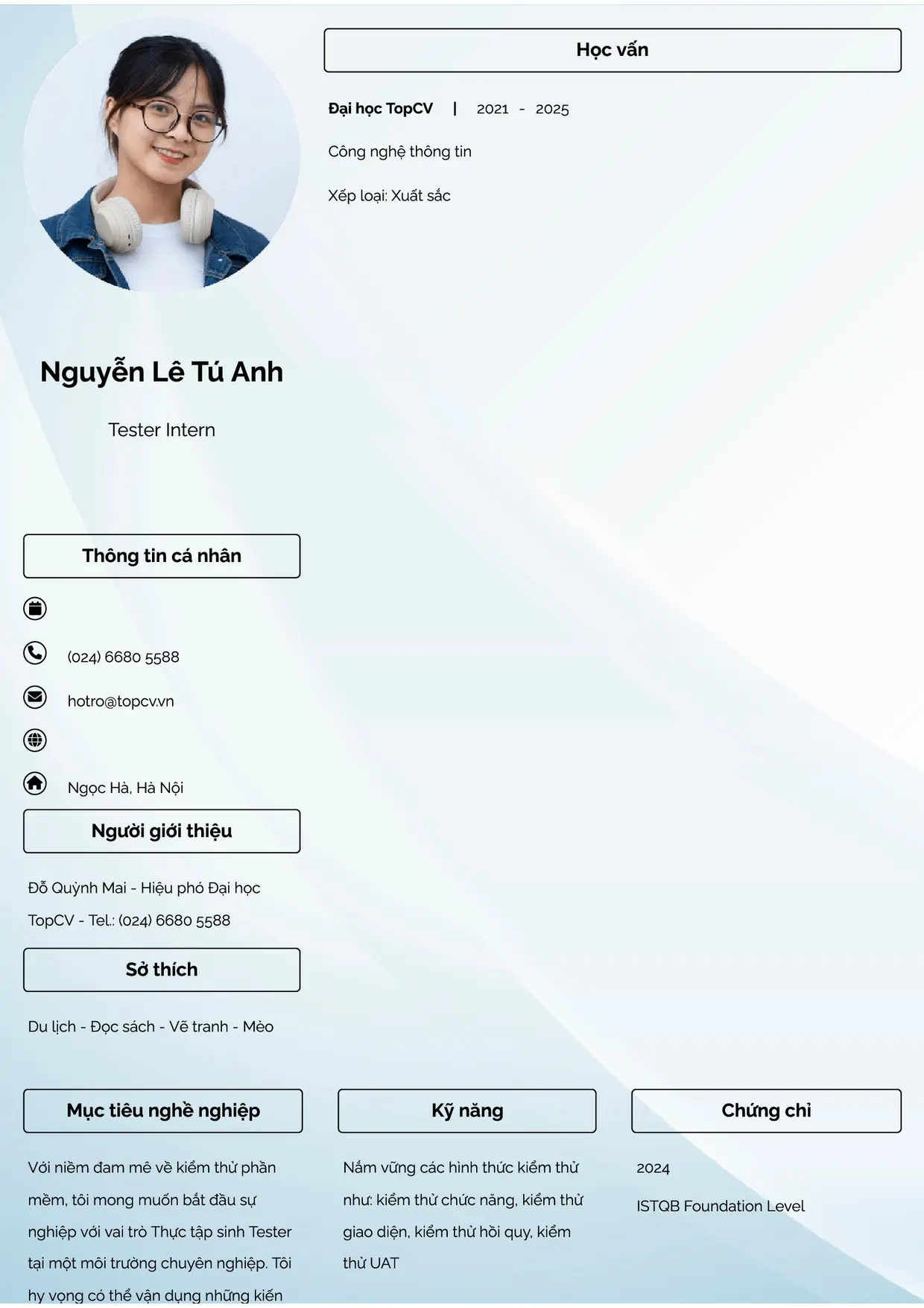 TOP 37 mẫu CV Tester Intern 2026 - Tiếng Việt