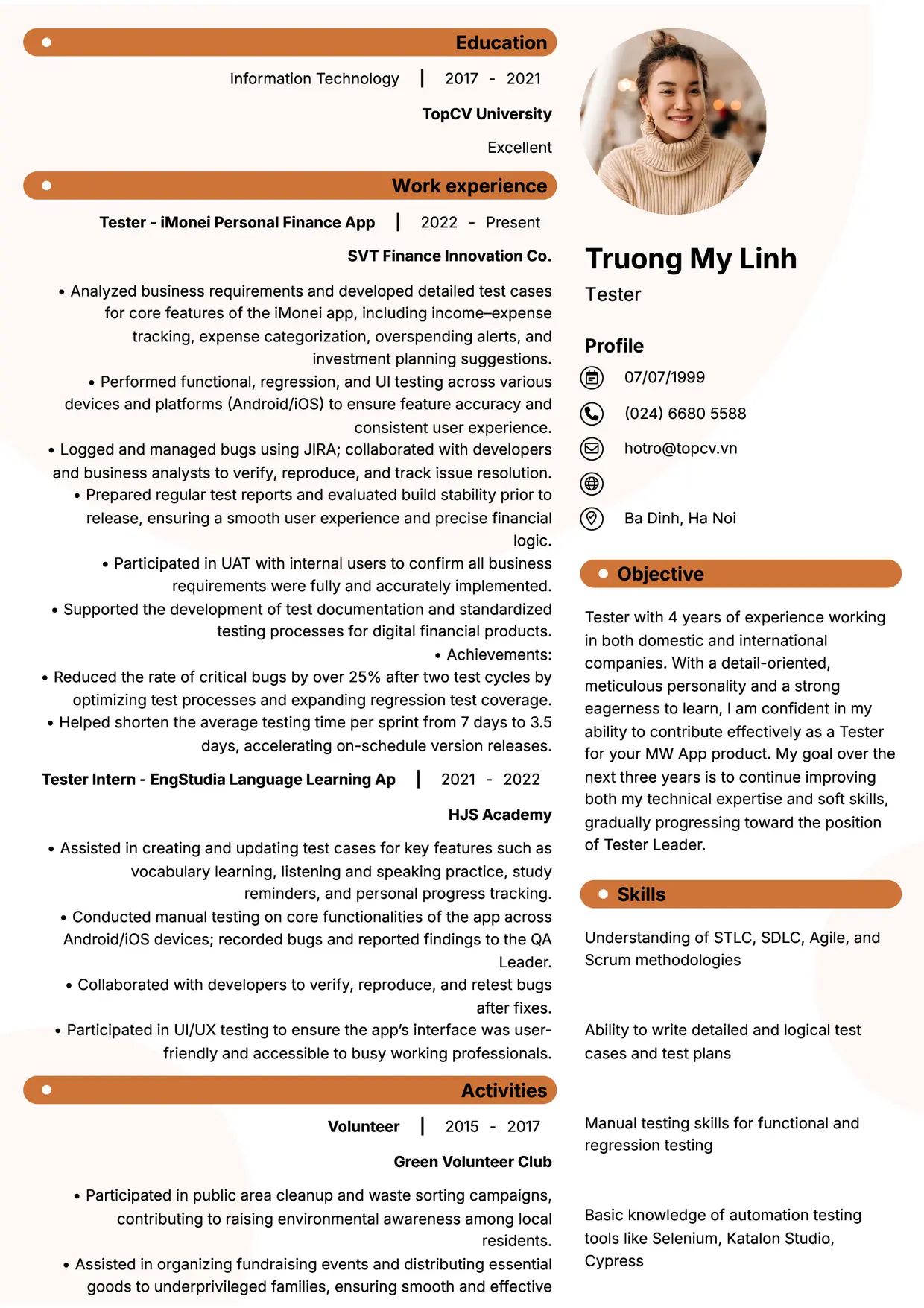TOP 36 mẫu CV Tester 2026 - Tiếng Anh