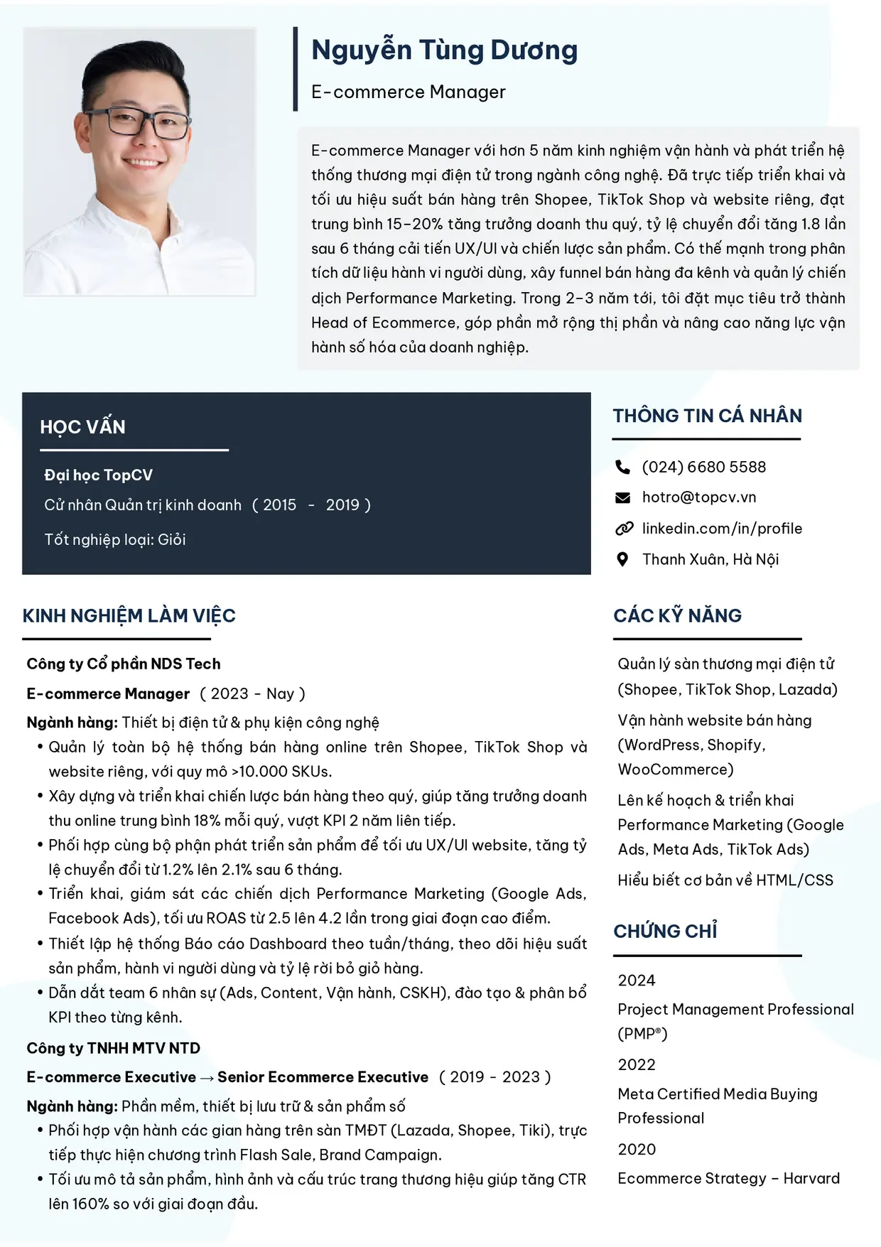 TOP 36 mẫu CV E-commerce Manager 2026 - Tiếng Việt