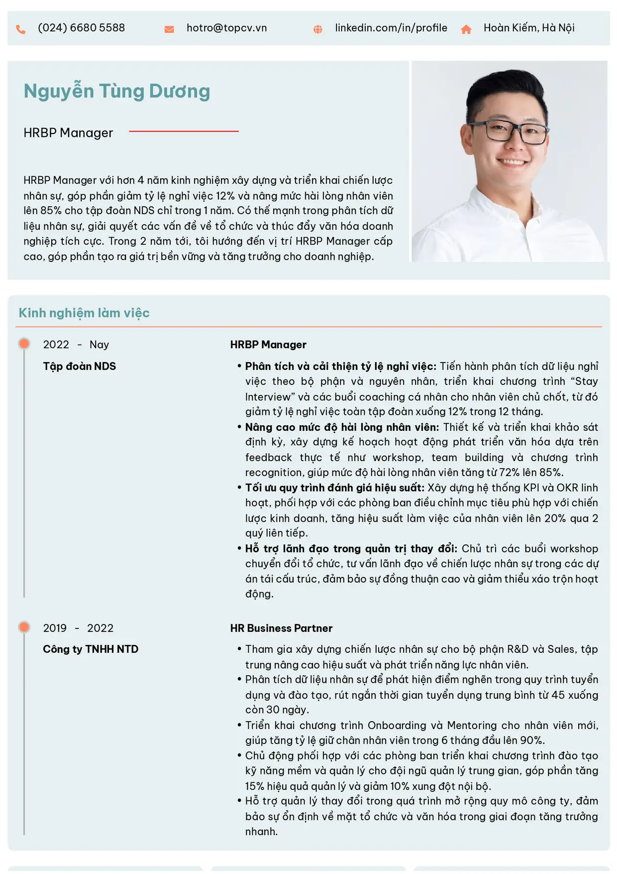 TOP 37 mẫu CV HRBP Manager 2026 - Tiếng Việt